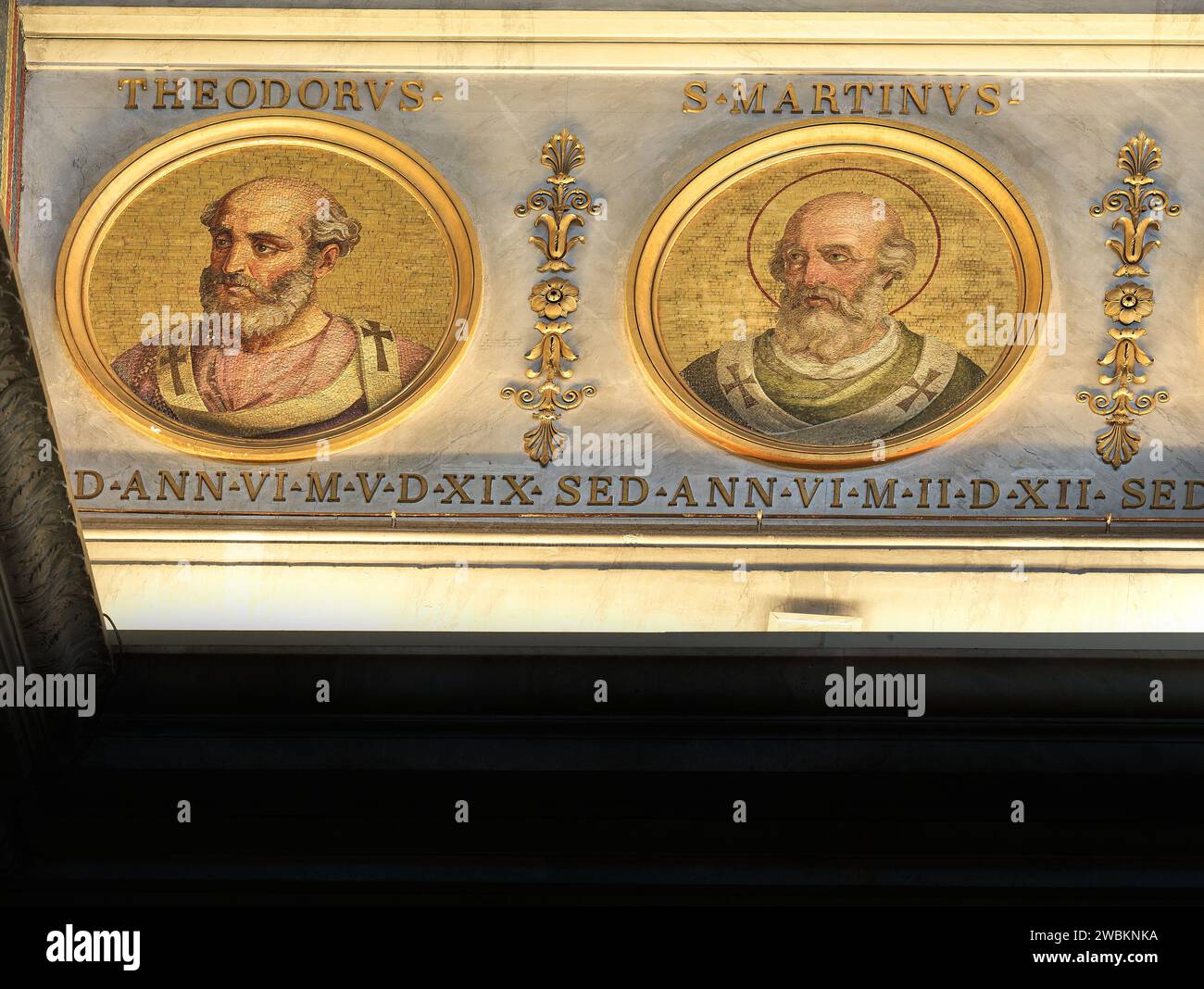 Mosaic portrait of Popes Theodorus I and St Martin I (the confessor ...