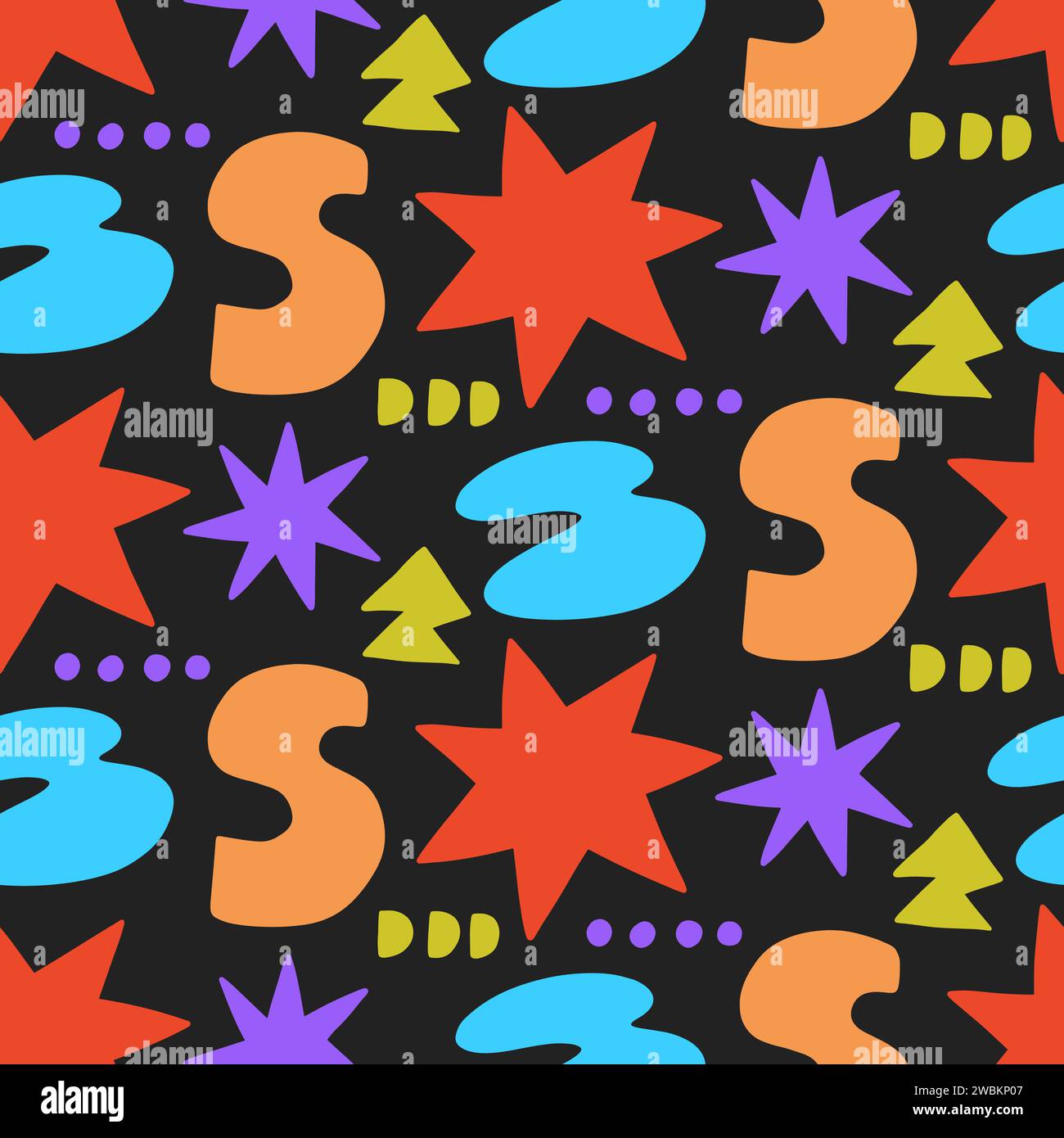 Neon fun abstract geometric shape seamless pattern Stock Vector Image ...