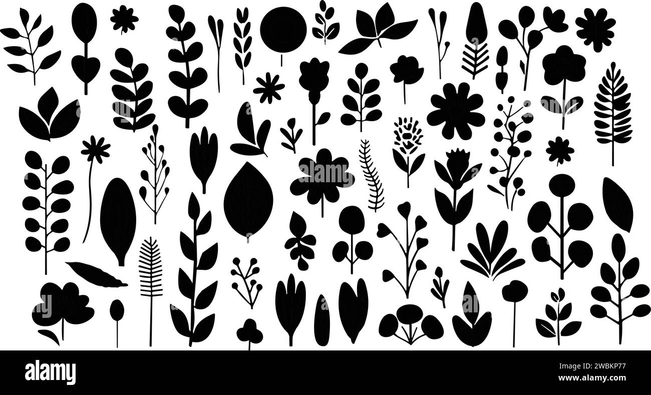 Leaves big vector collection. Set of graphical elements with various ...