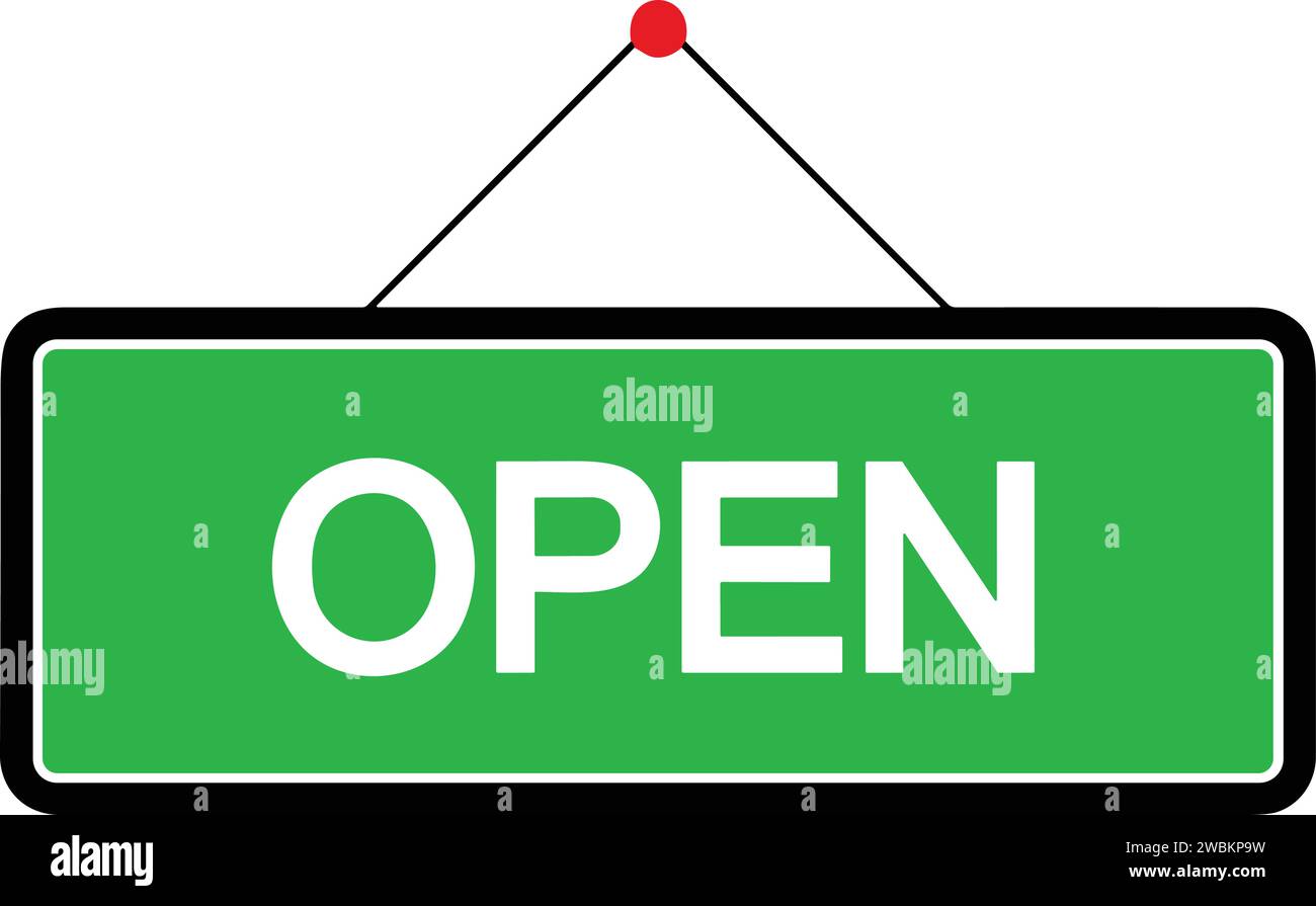 open green banner signboard for shop, restaurant, bank, building ...