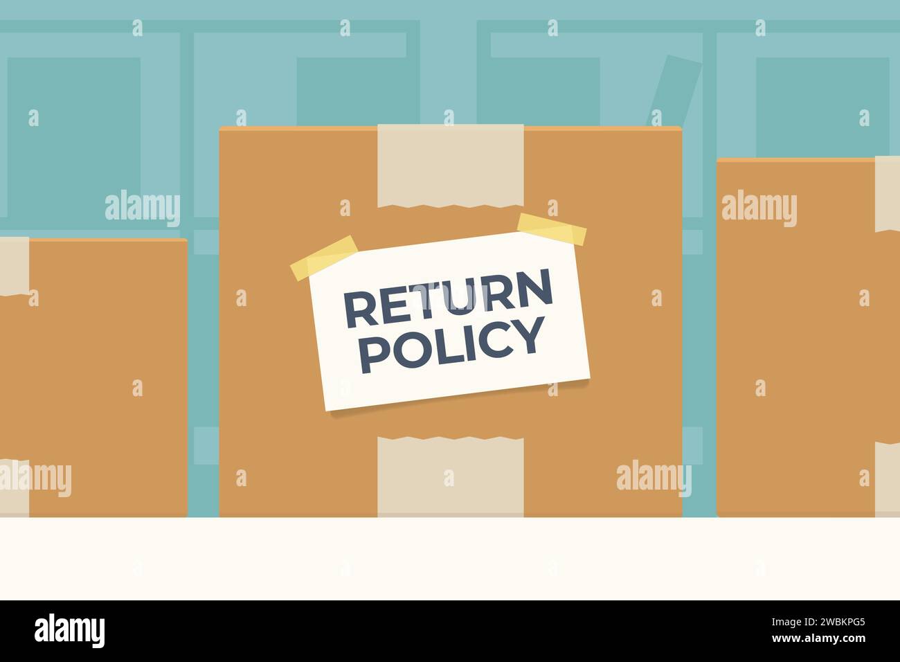 return policy concept, cardboard packages in warehouse- vector ...