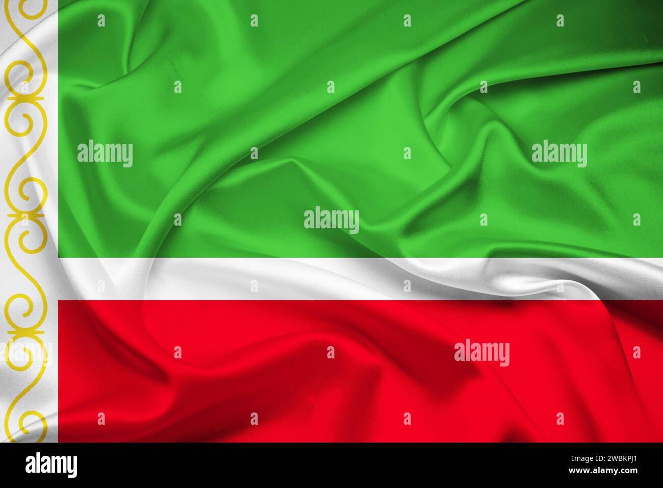 Flag of Chechen Republic, Fabric flag of Chechen Republic. Chechen ...