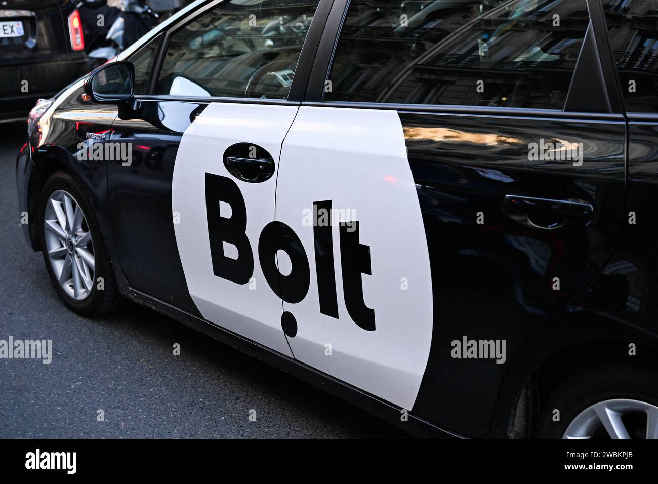 Paris, France. 11th Jan, 2024. Illustration of Bolt VTC driver on ...