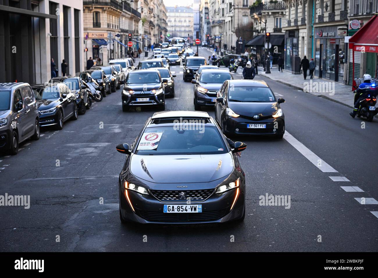Paris, France. 11th Jan, 2024. VTC drivers are protesting on January 11 ...