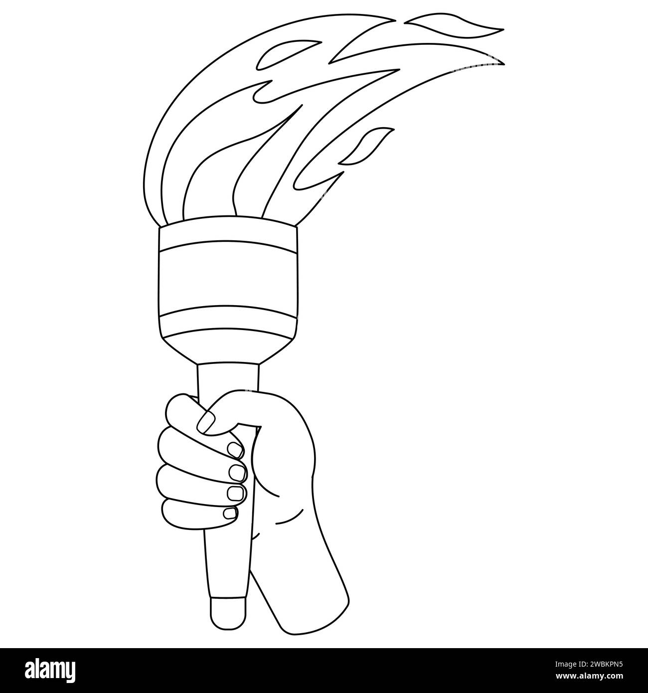 Hand holding a torch. Sport symbol, flat vector illustration design ...