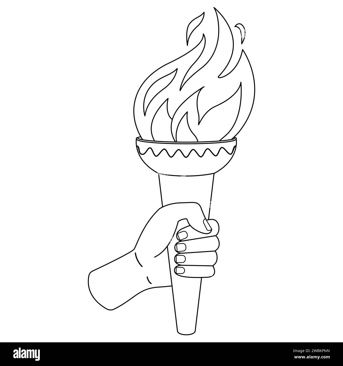Hand holding a torch. Sport symbol, flat vector illustration design ...