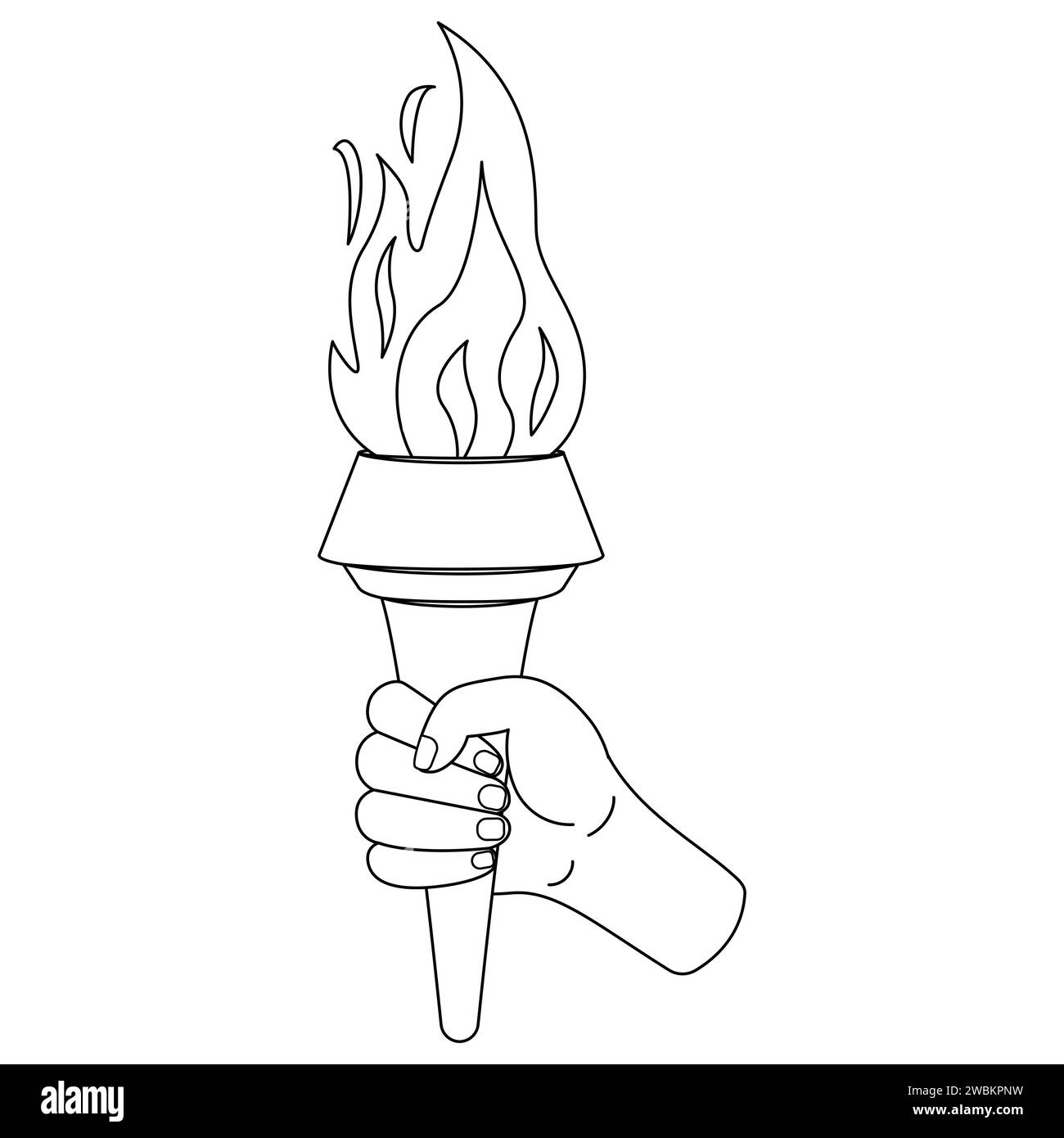 Hand holding a torch. Sport symbol, flat vector illustration design ...
