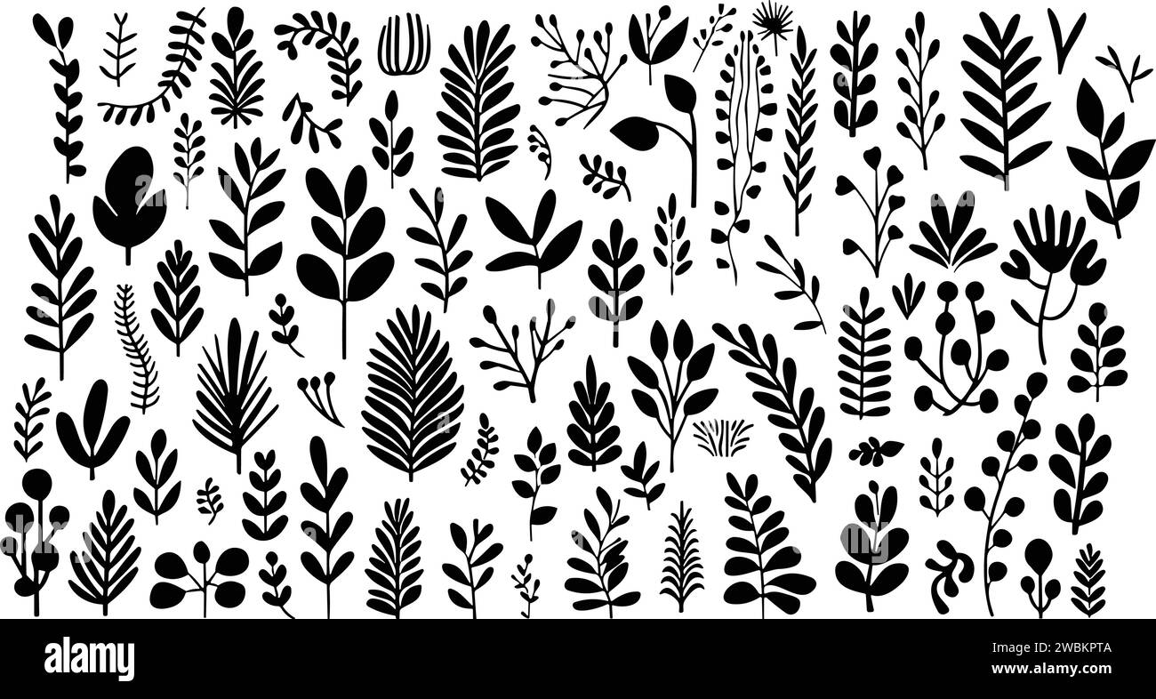Leaves big vector collection. Set of graphical elements with various ...