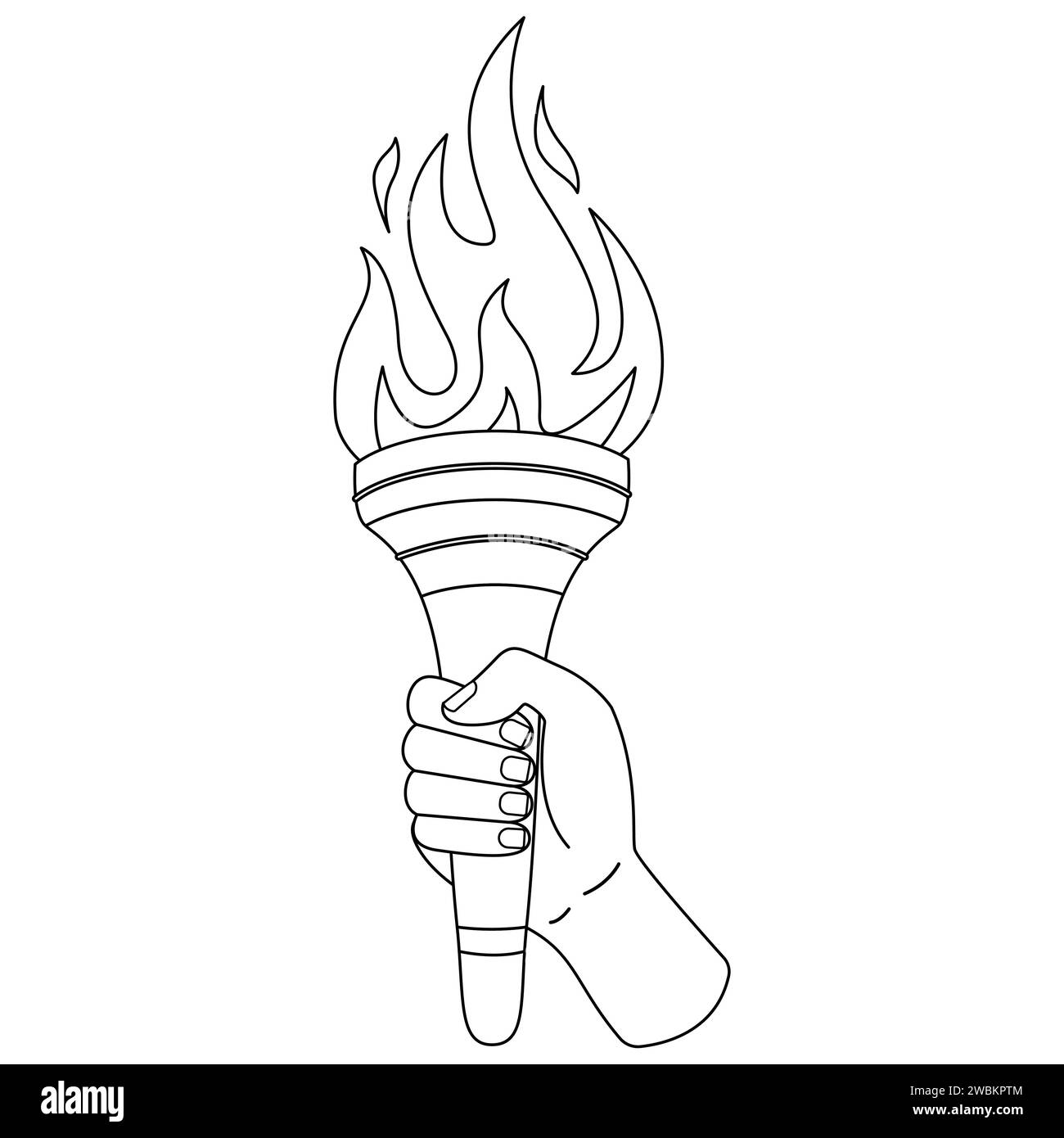 Hand holding a torch. Sport symbol, flat vector illustration design ...