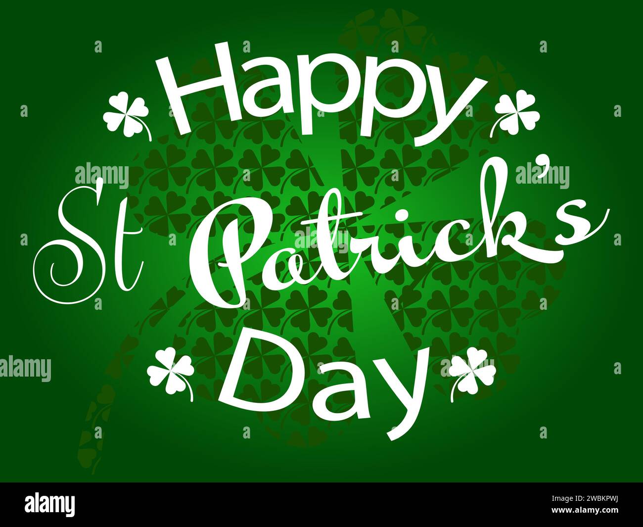 Happy St Patricks Day design white text on a green gradient background ...