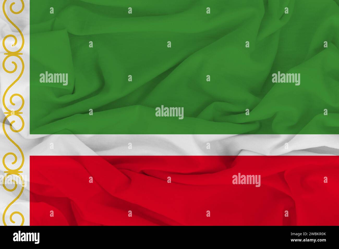 Flag of Chechen Republic, Fabric flag of Chechen Republic. Chechen ...