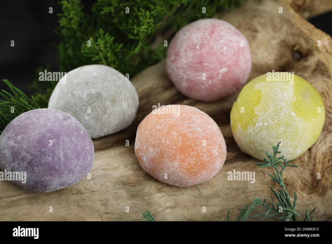 Color japanese sweets daifuku mochi Stock Photo - Alamy