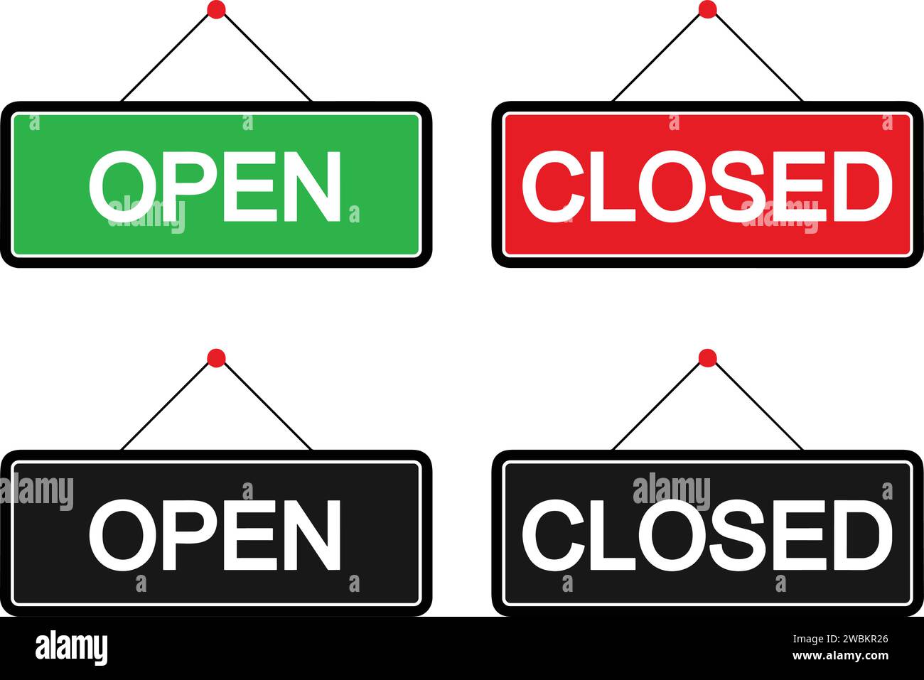 open and Closed green and red, black banner signboard for shop ...