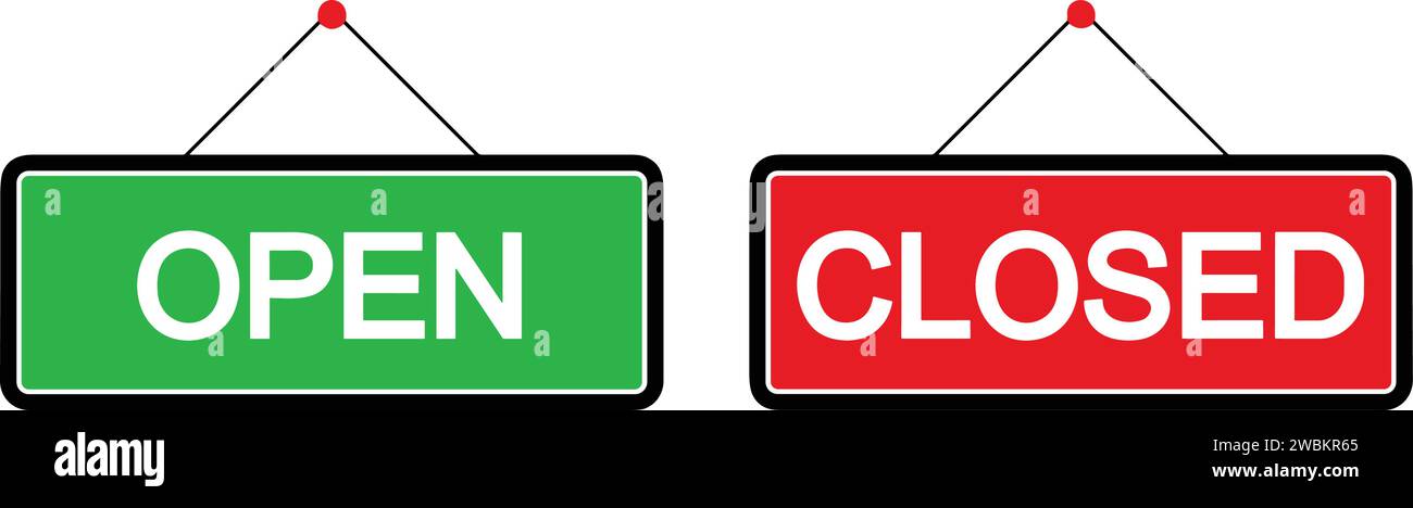 open and Closed green and red banner signboard for shop, restaurant ...