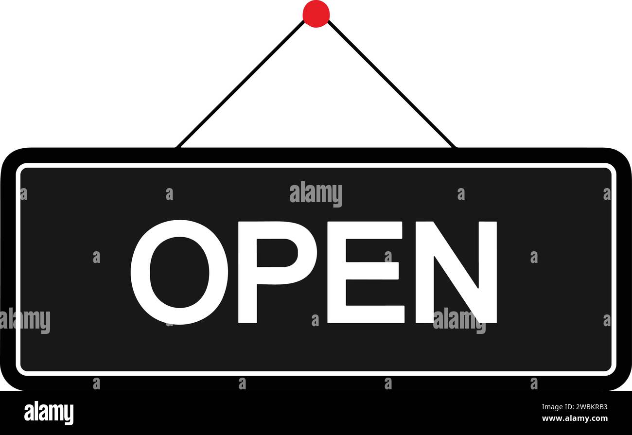 open black banner signboard for shop, restaurant, bank, building ...