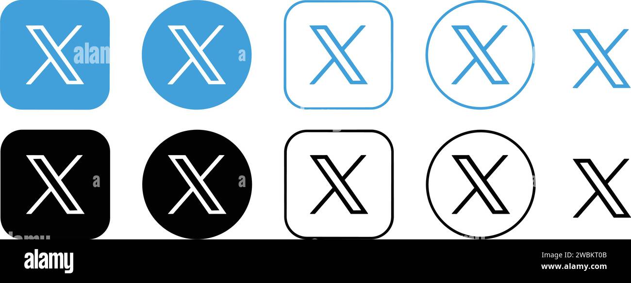 Twitter new x logo set. Twitter icons. Twitter X logo . social media ...