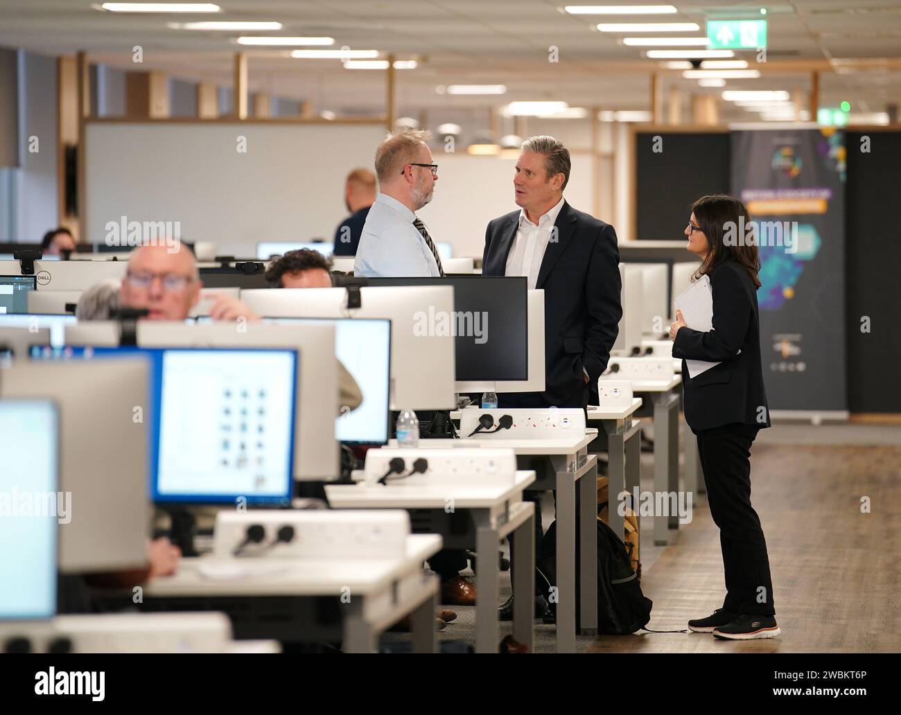 Labour Party leader Sir Keir Starmer (centre), with the editor of the ...