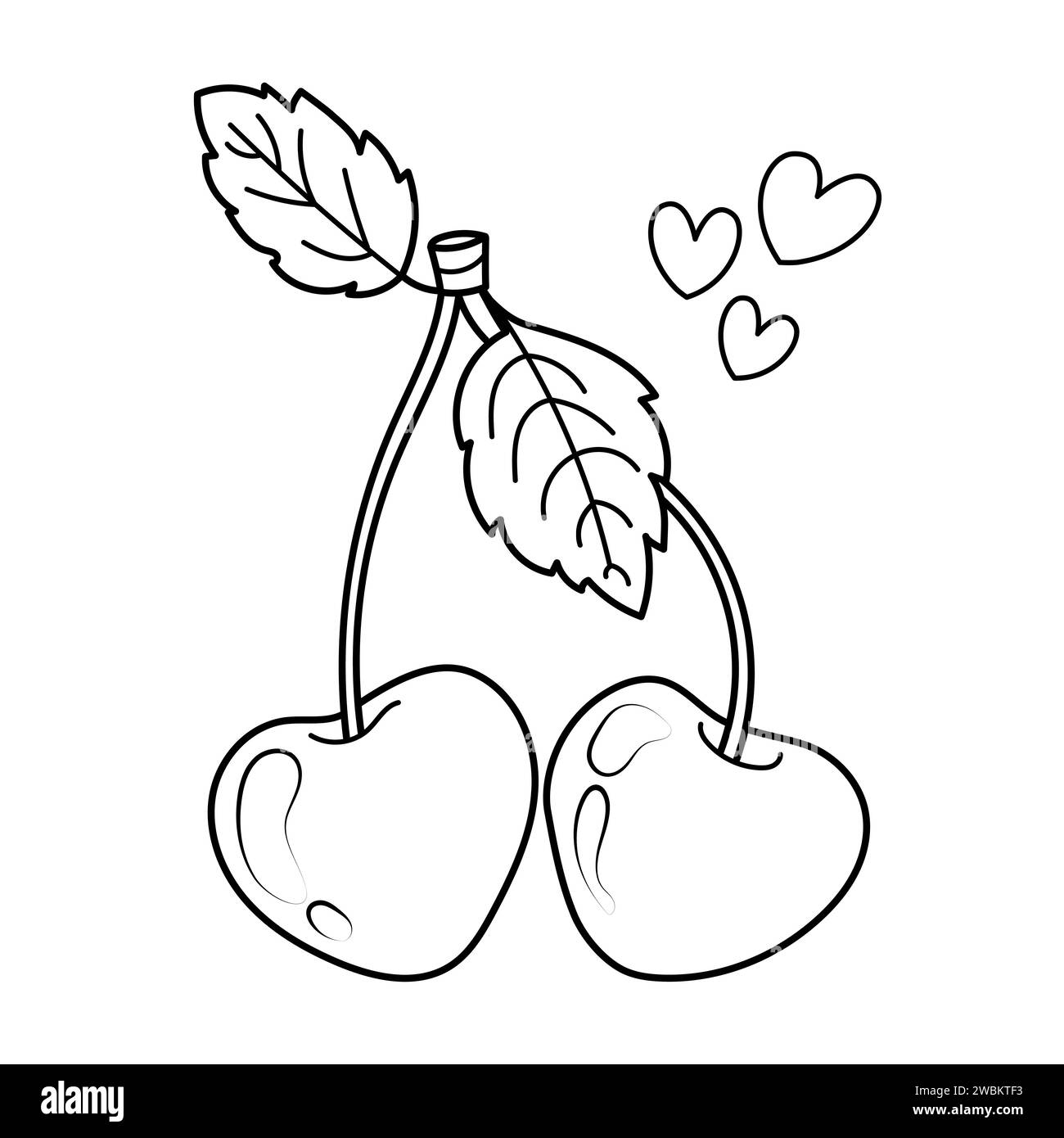 Hand drawn vector illustration of pair of heart shaped cherries ...