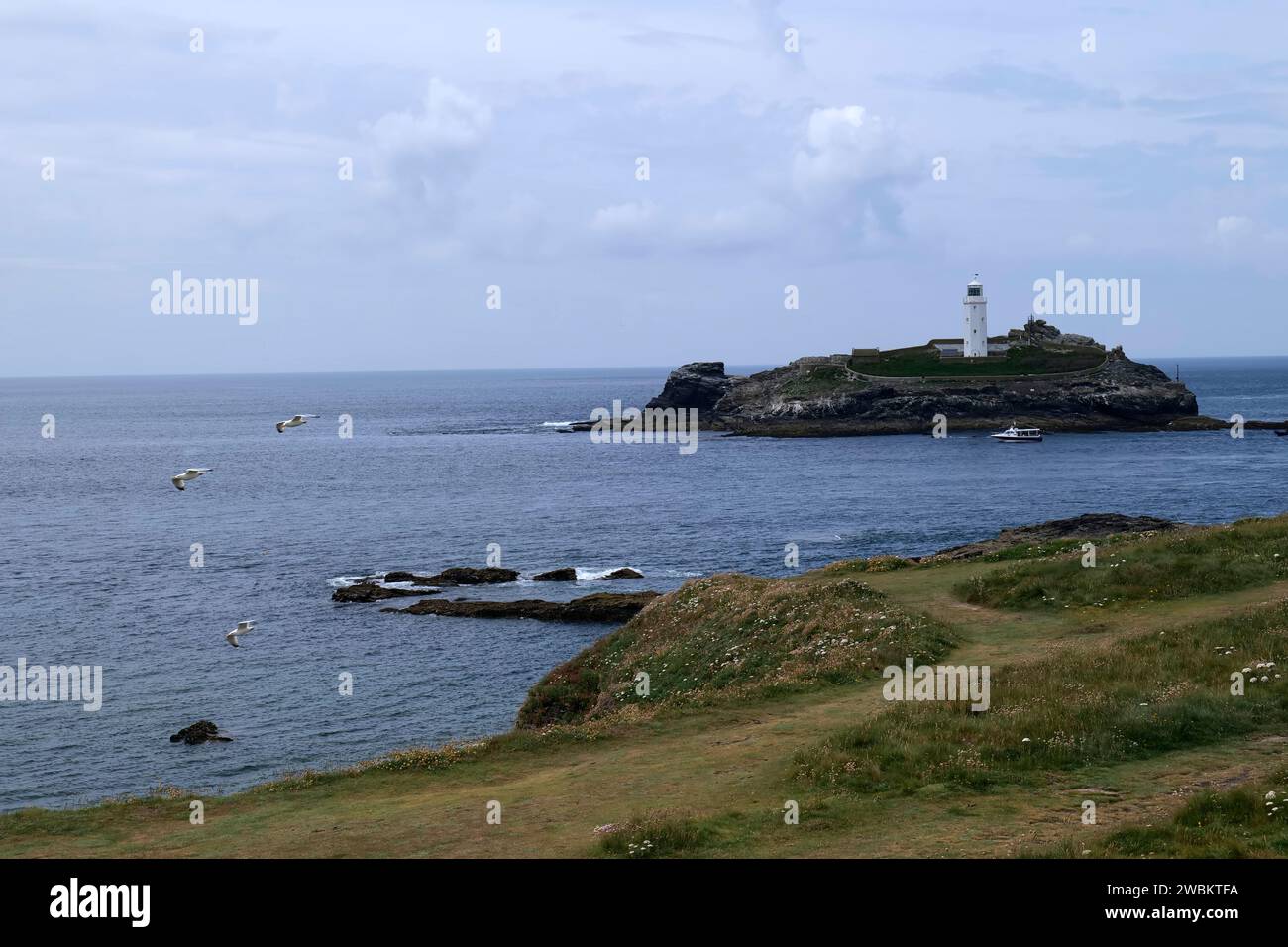 19th-century Godrevy Lighthouse, Cornwall,England,UK Stock Photo - Alamy