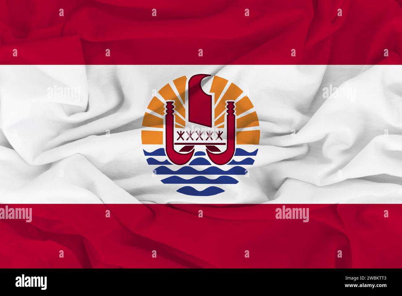 Flag of French Polynesia, Fabric flag of French Polynesia. French Polynesia National Flag ...