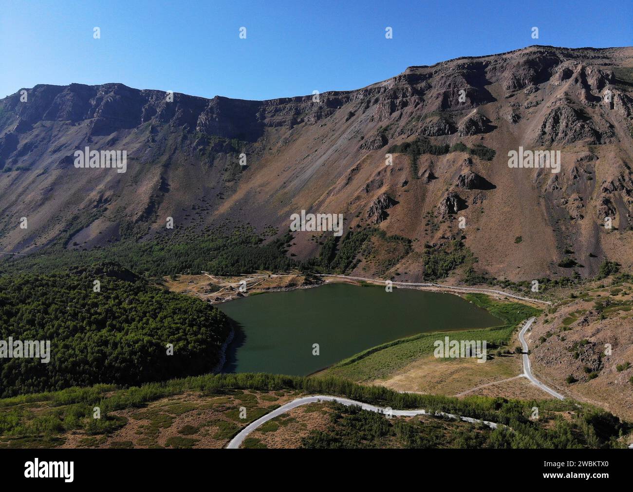 Located in Bitlis, Turkey, Mount Nemrut and its crater lakes are a very ...
