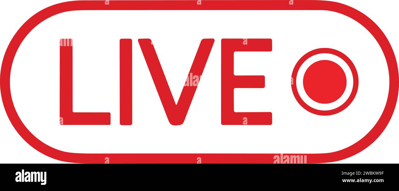 Live streaming icon. Red symbol and button of live streaming ...
