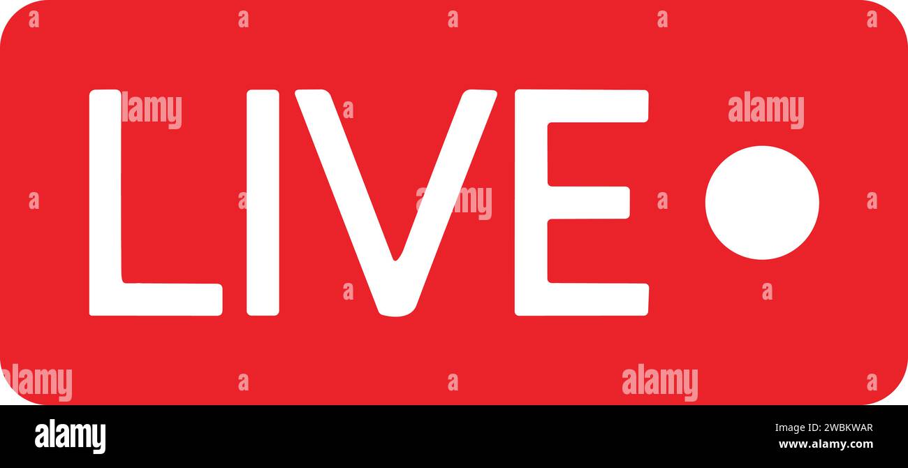 Live streaming icon. Red symbol and button of live streaming ...