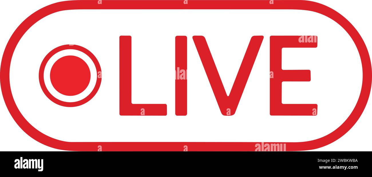Live streaming icon. Red symbol and button of live streaming ...