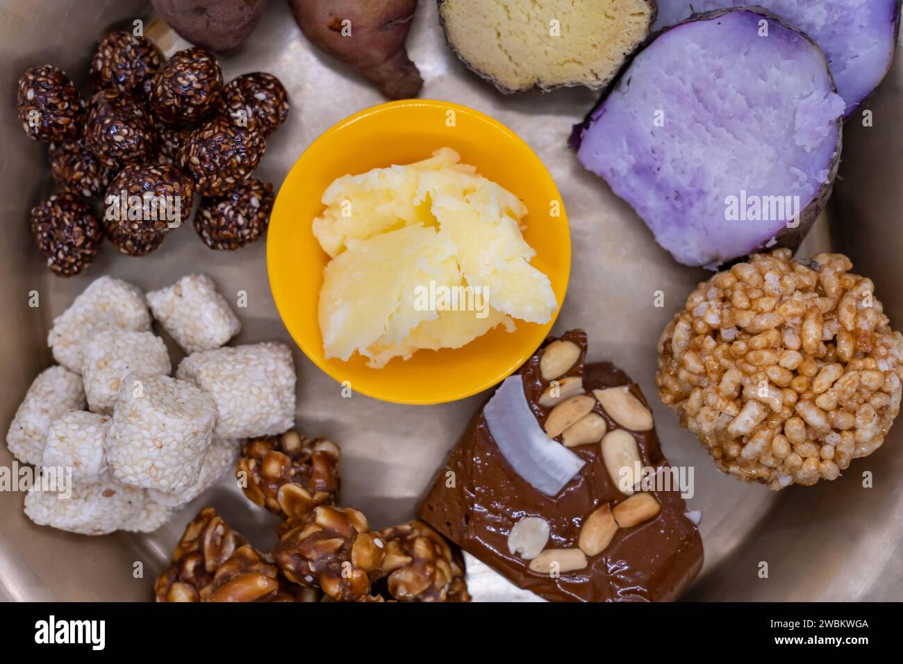 Maghe Sankranti Makar Festival Celebration Food Plate of Muri Ladoo ...