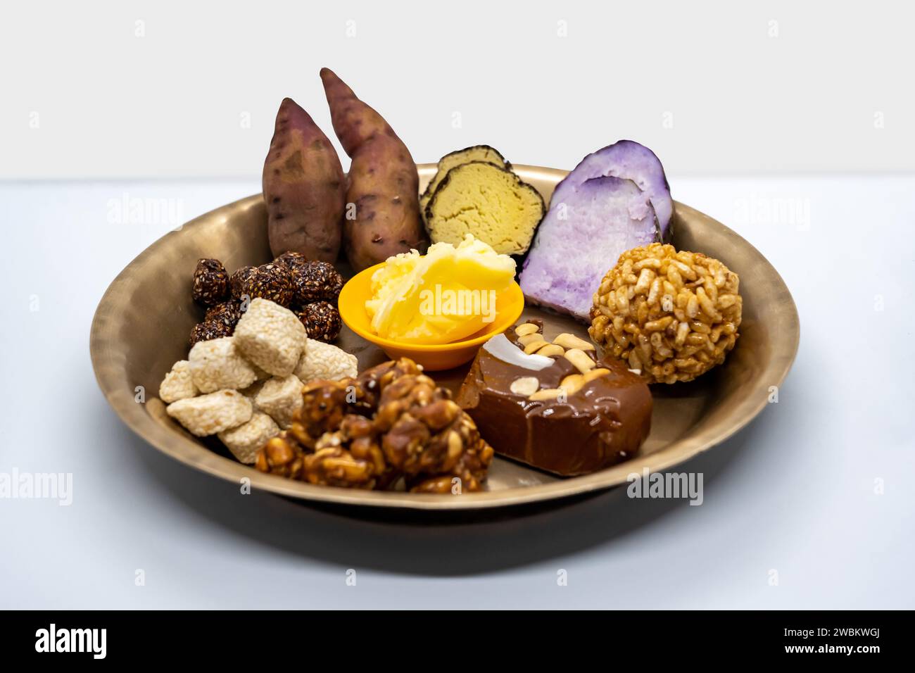 Maghe Sankranti Makar Festival Celebration Food Plate of Muri Ladoo ...