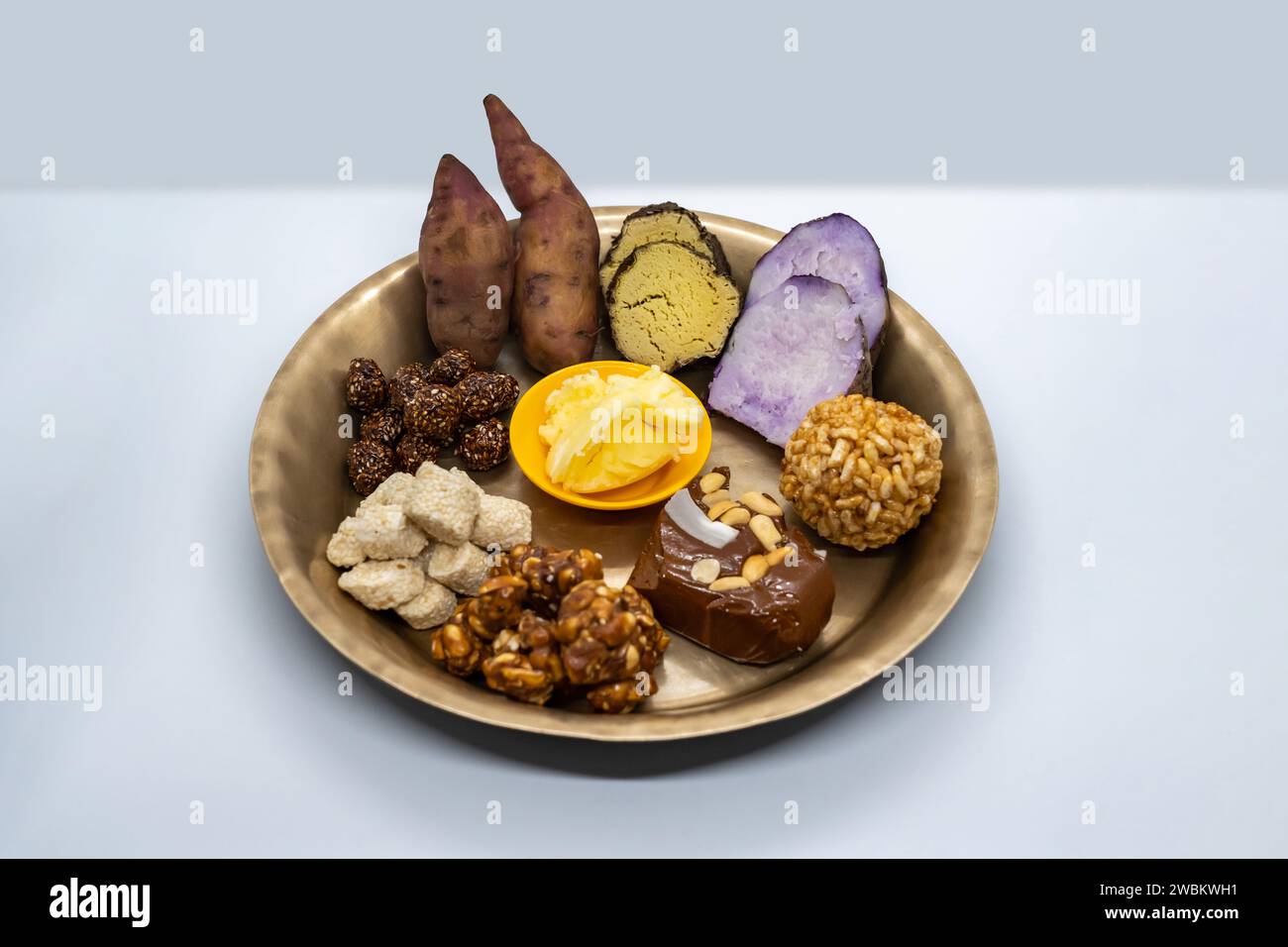 Maghe Sankranti Makar Festival Celebration Food Plate of Muri Ladoo ...