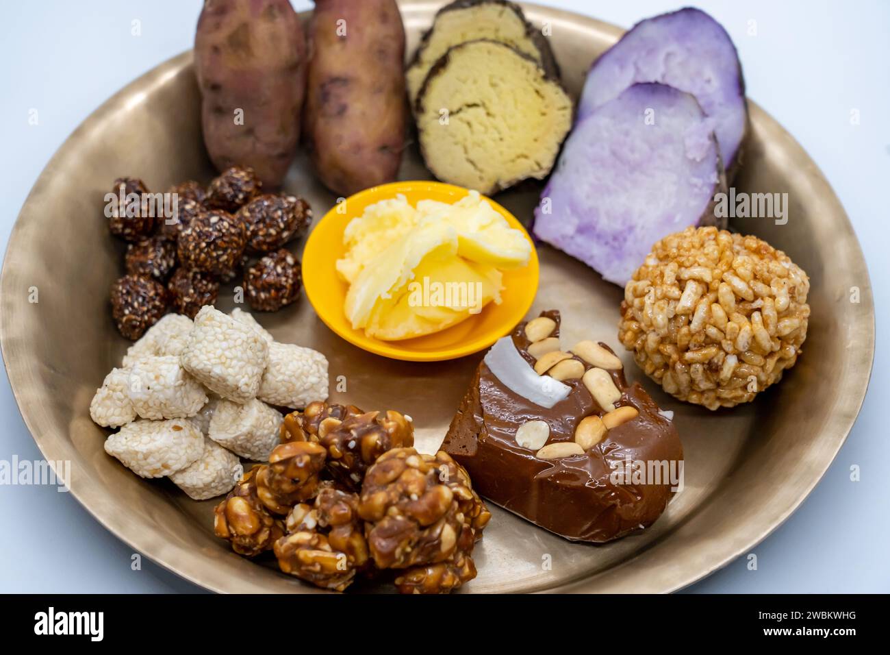 Maghe Sankranti Makar Festival Celebration Food Plate of Muri Ladoo ...