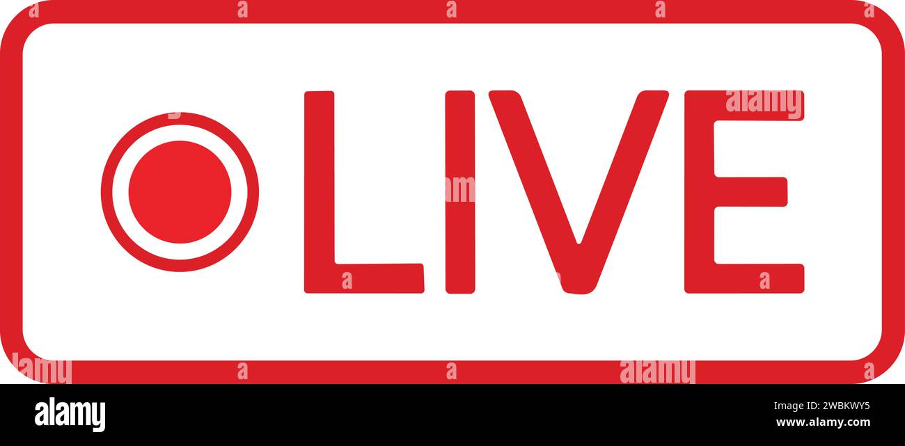 Live streaming icon. Red symbol and button of live streaming ...