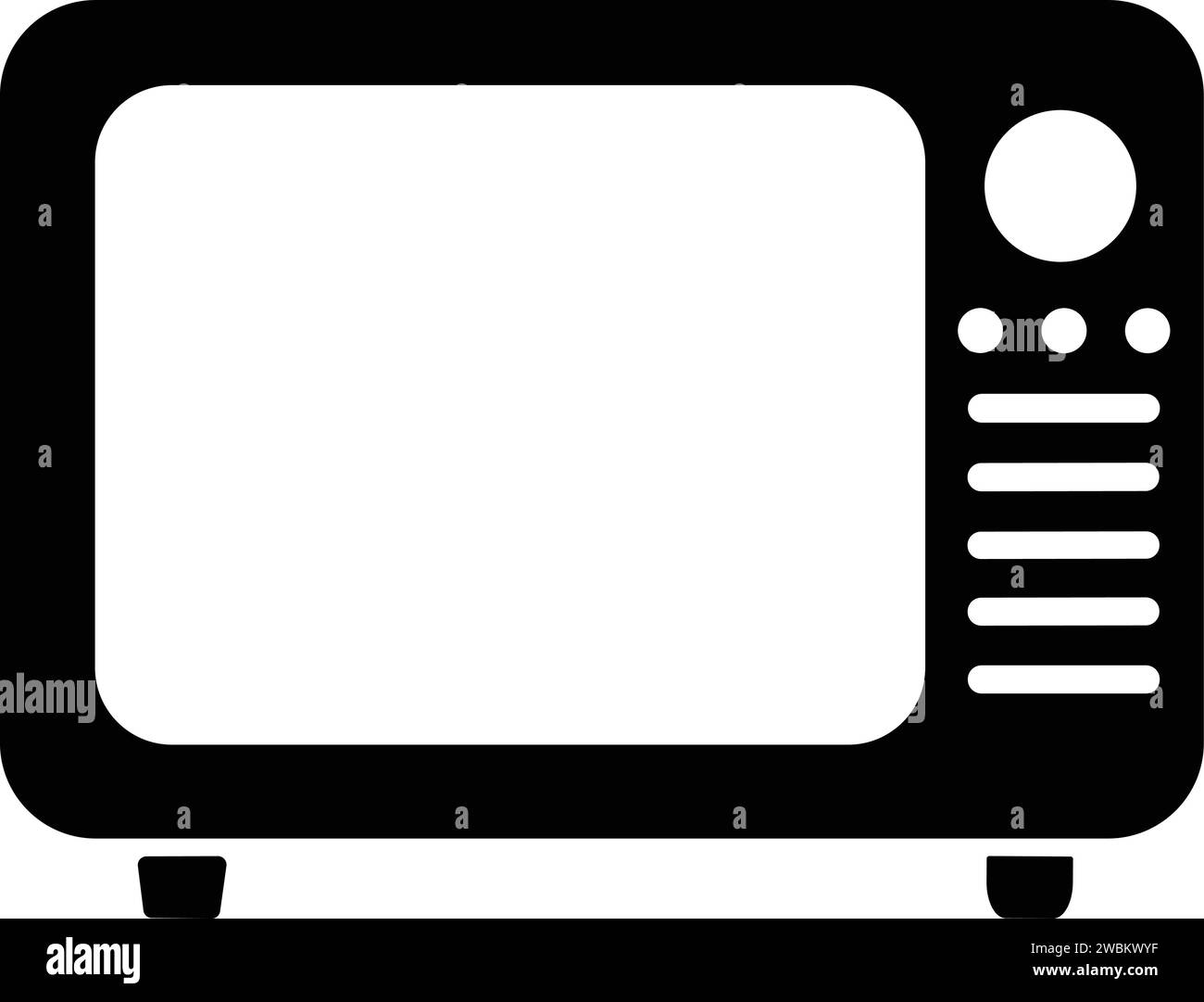 Old vintage TV icon symbol. Television, Front View. TV Receiver. Old ...