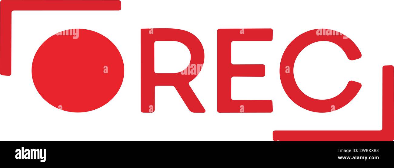 Recording sign icon. Red logo camera video recording symbol, rec icon ...