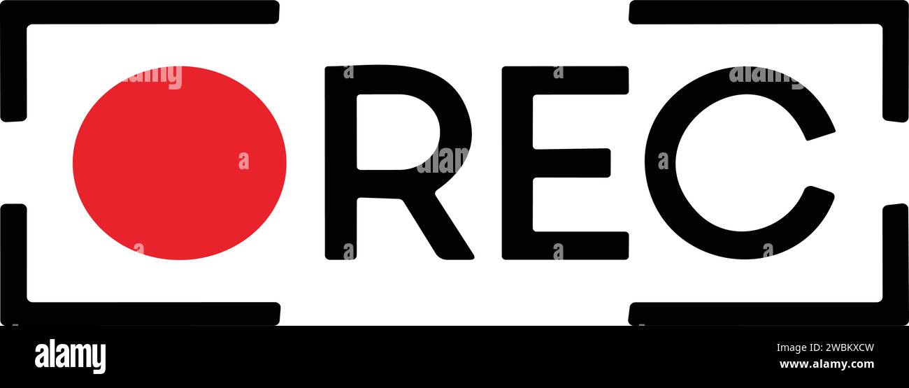 Recording sign icon. Red logo camera video recording symbol, rec icon ... Recording sign icon. Red logo camera video recording symbol, rec icon ...