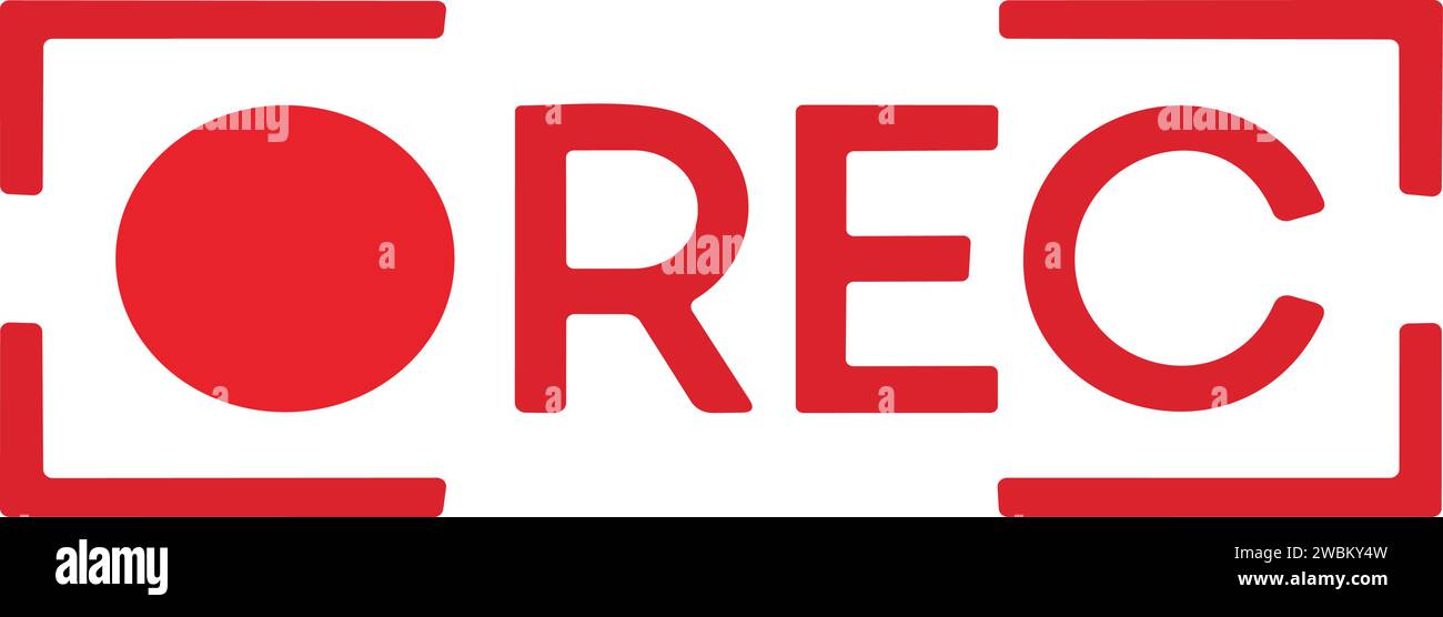 Recording sign icon. Red logo camera video recording symbol, rec icon ...