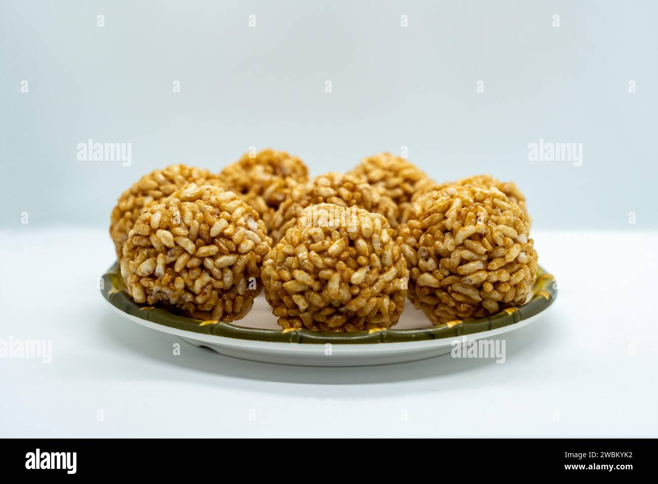A plate of Murmura Murai Ladoo Puffed Rice in Jaggery Balls for Maghe ...