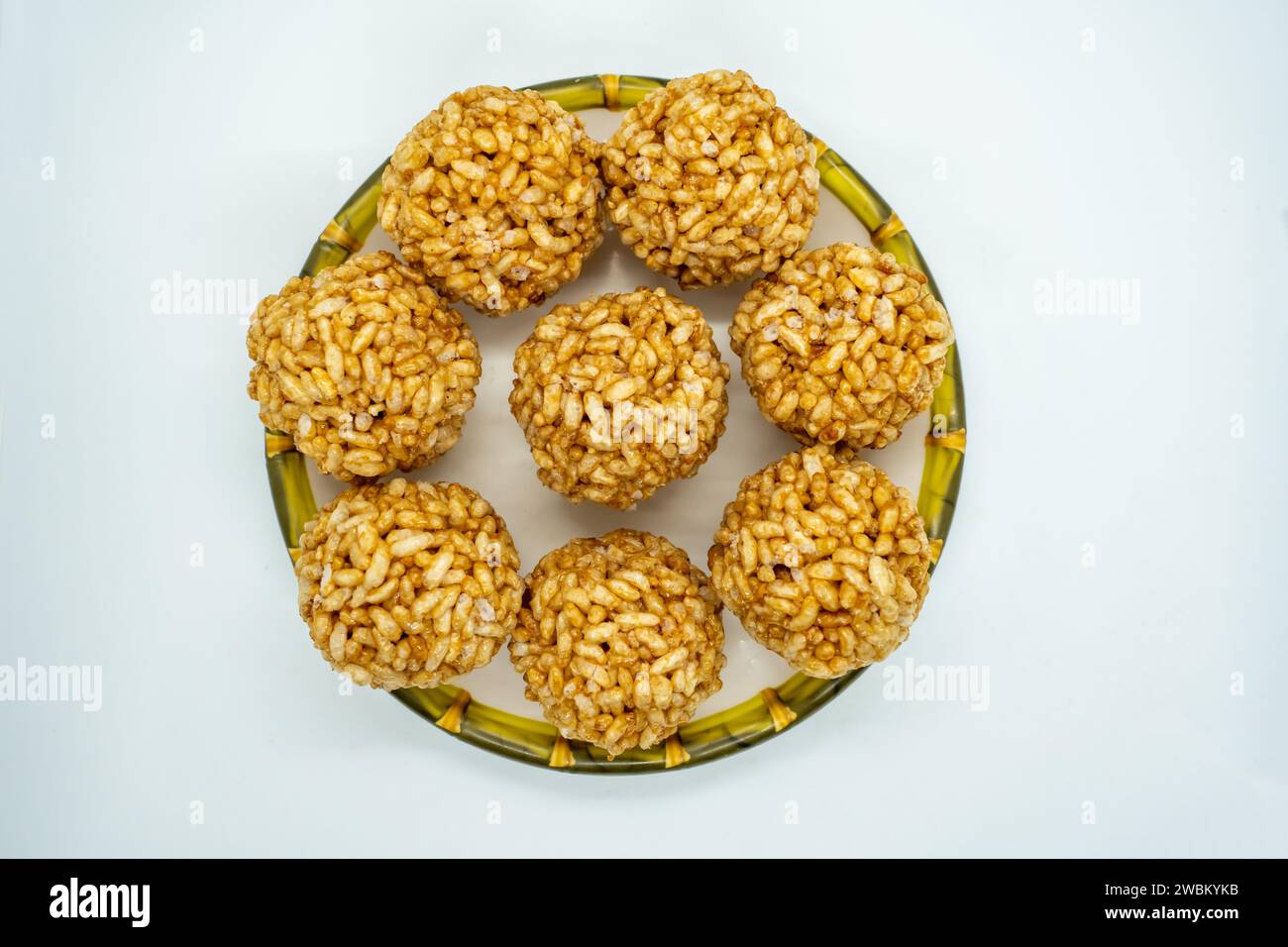 A plate of Murmura Murai Ladoo Puffed Rice in Jaggery Balls for Maghe ...