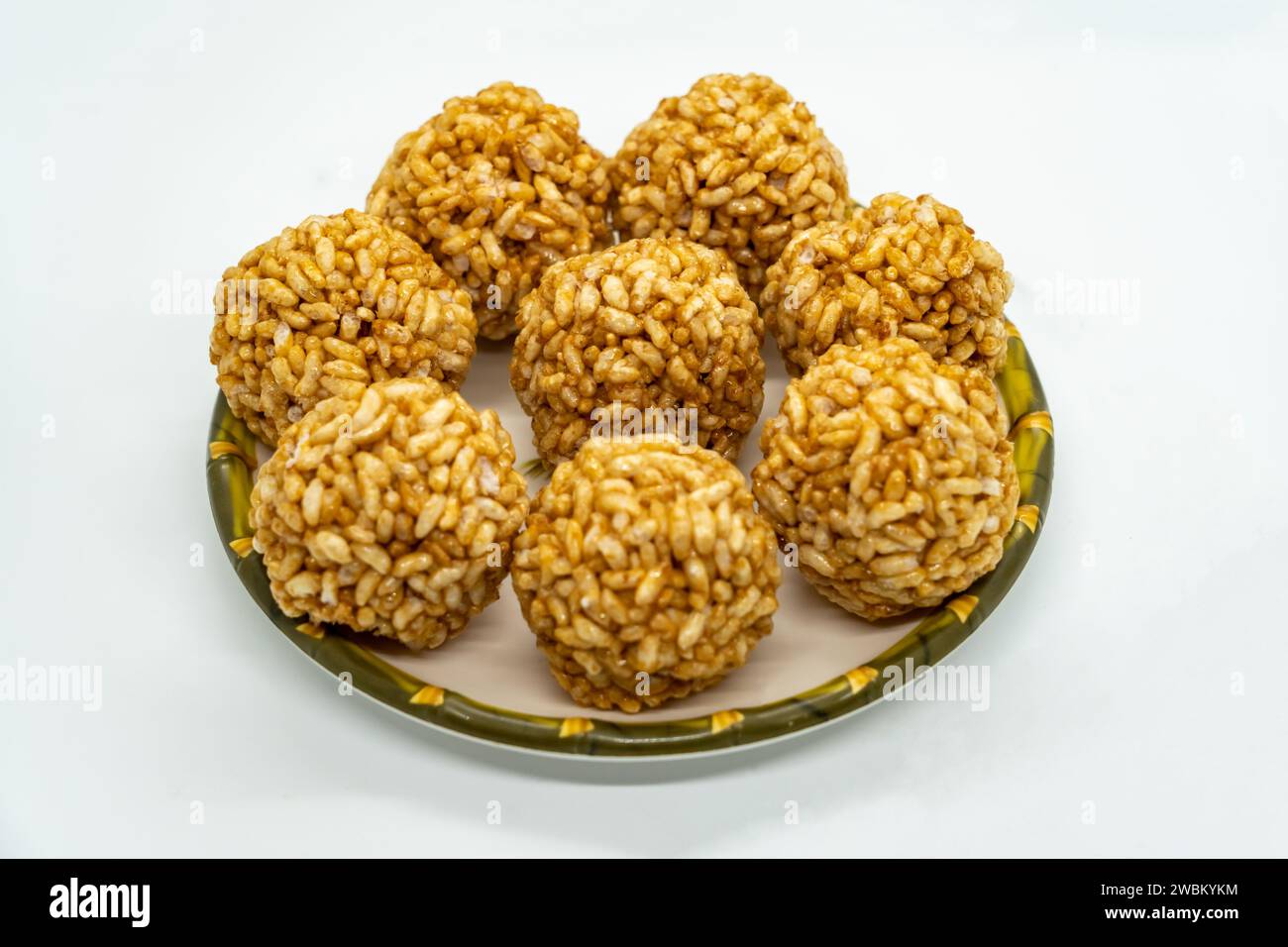 A plate of Murmura Murai Ladoo Puffed Rice in Jaggery Balls for Maghe ...