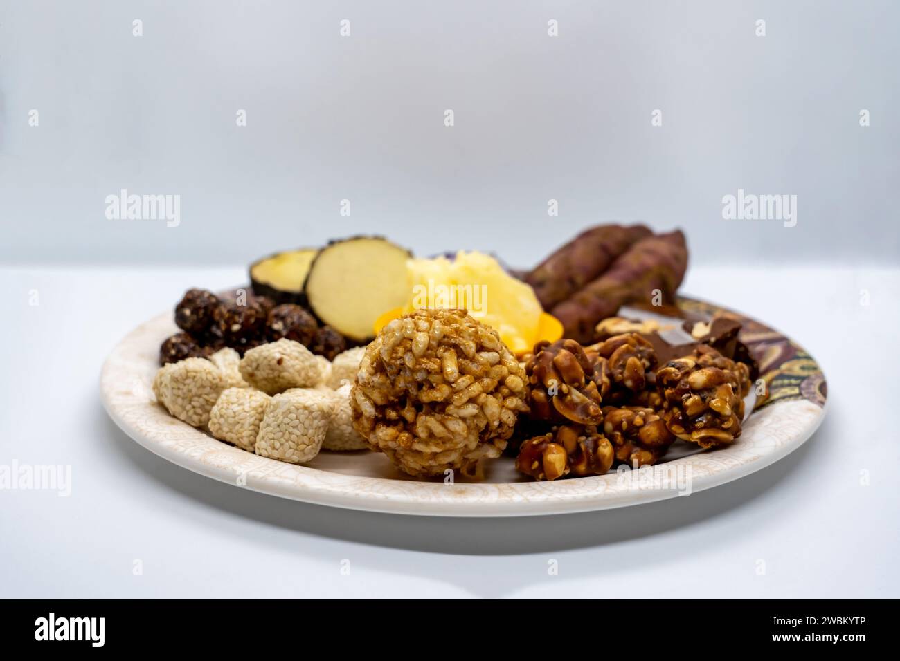 Maghe Sankranti Makar Festival Celebration Food Plate of Muri Ladoo ...