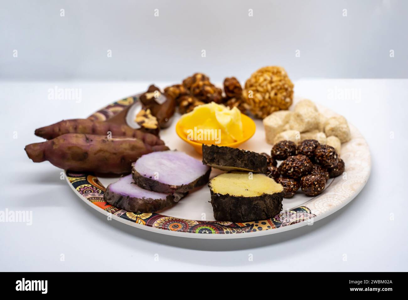 Maghe Sankranti Makar Festival Celebration Food Plate of Muri Ladoo ...