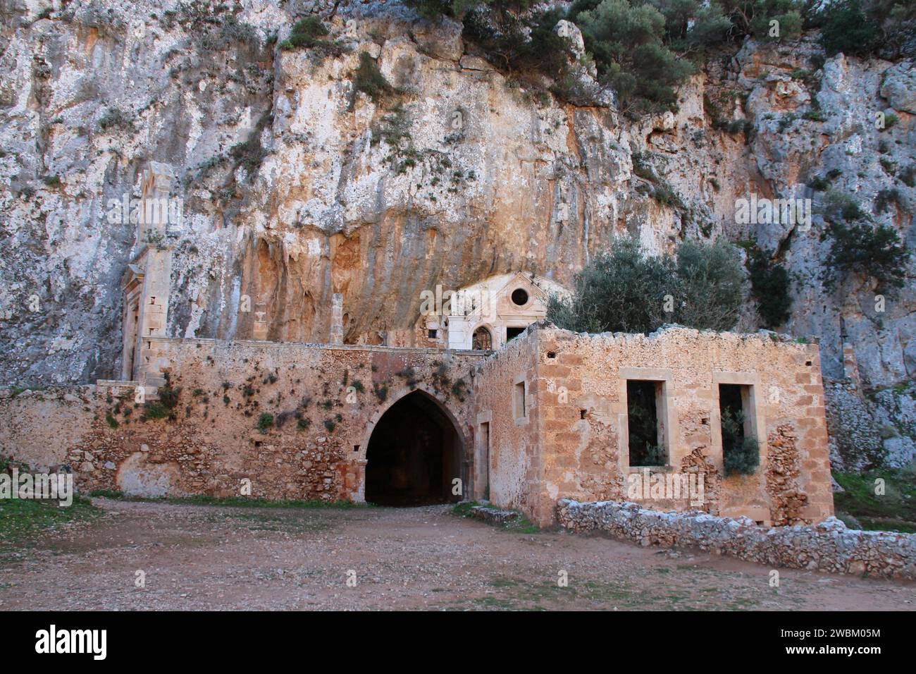 ruined orthodox monastery (katholiko) in crete in greece Stock Photo ...