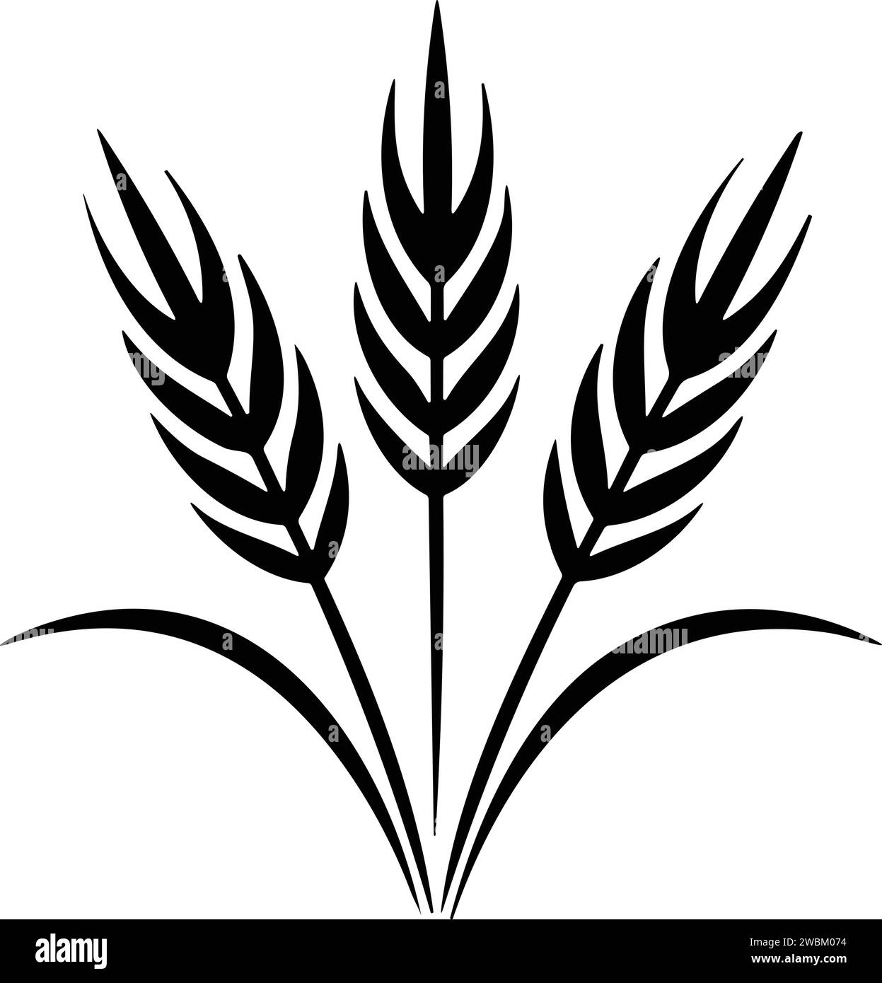 Bunche of wheat or rye ear with whole grain. Wheat wreath and grain ...