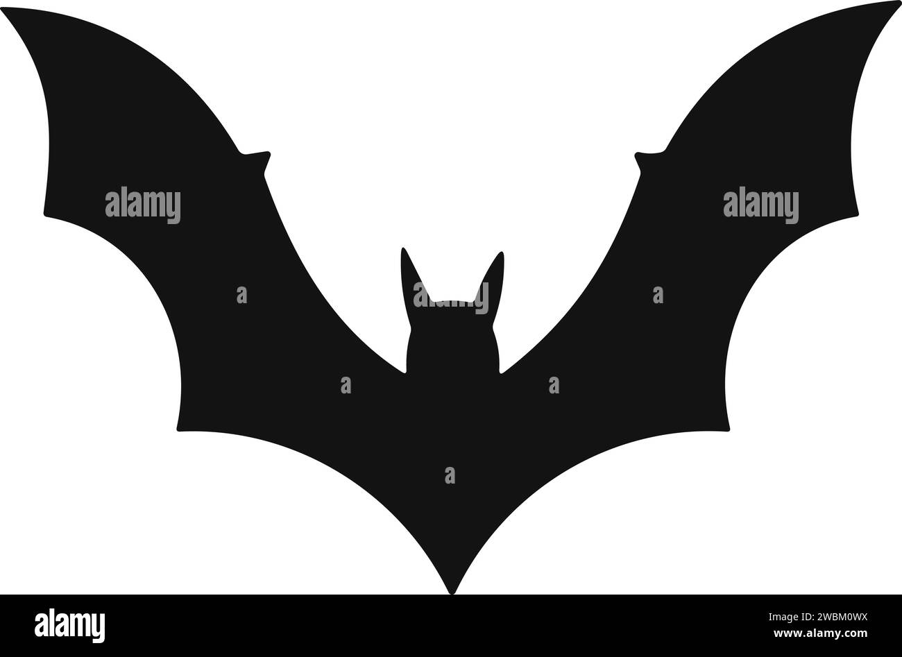 Bat horror flat. Sticker with black mouse for Halloween decoration ...