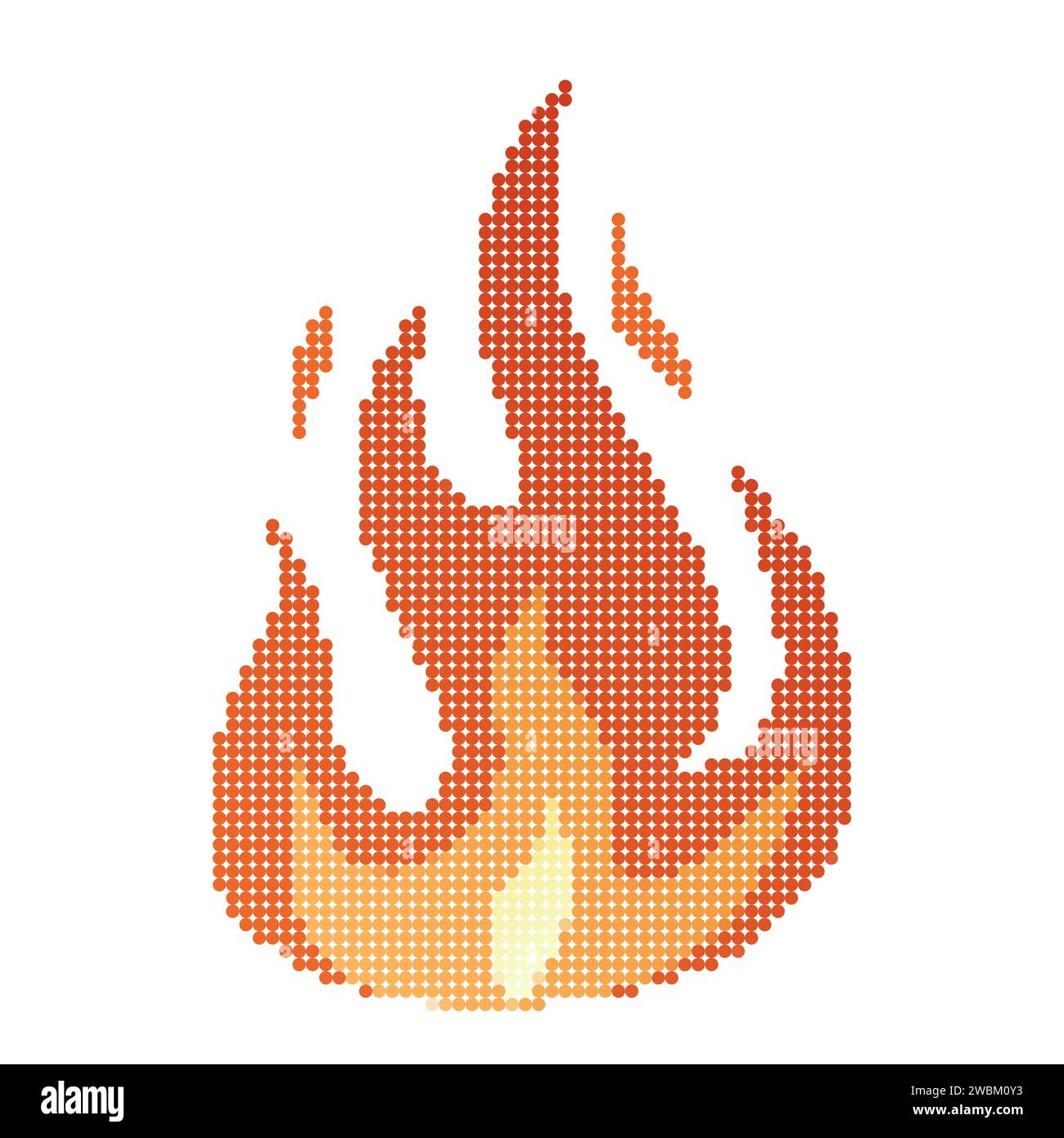 Pixel Dot Fire flames. Cartoon campfire, bright fireball, heat wildfire ...