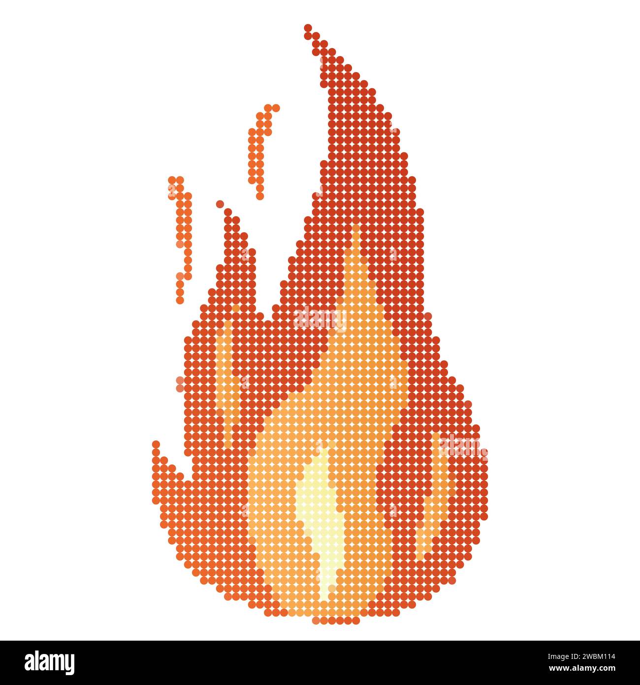 Pixel Dot Fire flames. Cartoon campfire, bright fireball, heat wildfire ...