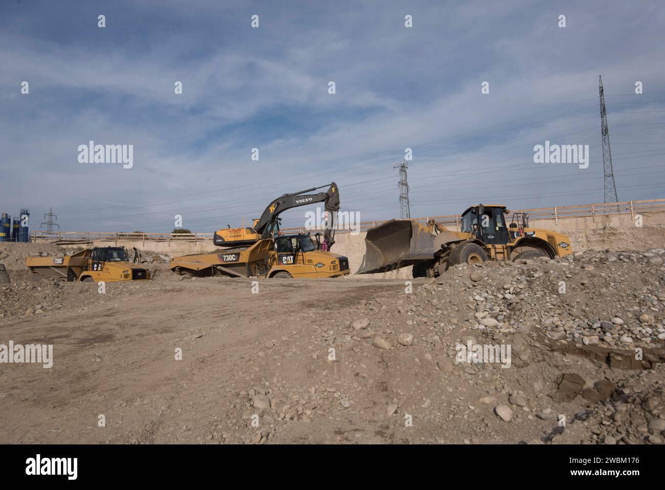 volvo excavator at a construction site, heavy machinery for earthworks ...