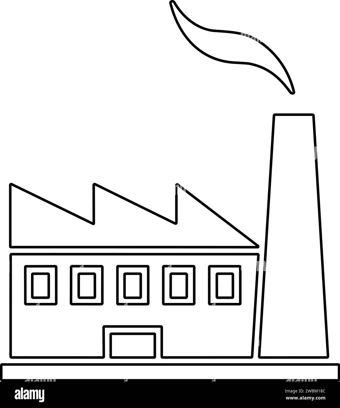 Factory icon. Vector industrial building pictogram. Black silhouette ...