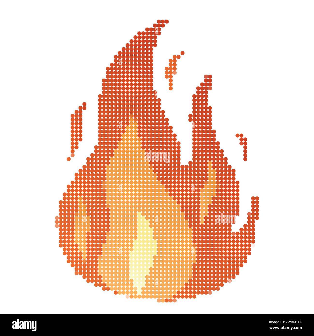 Pixel Dot Fire flames. Cartoon campfire, bright fireball, heat wildfire ...